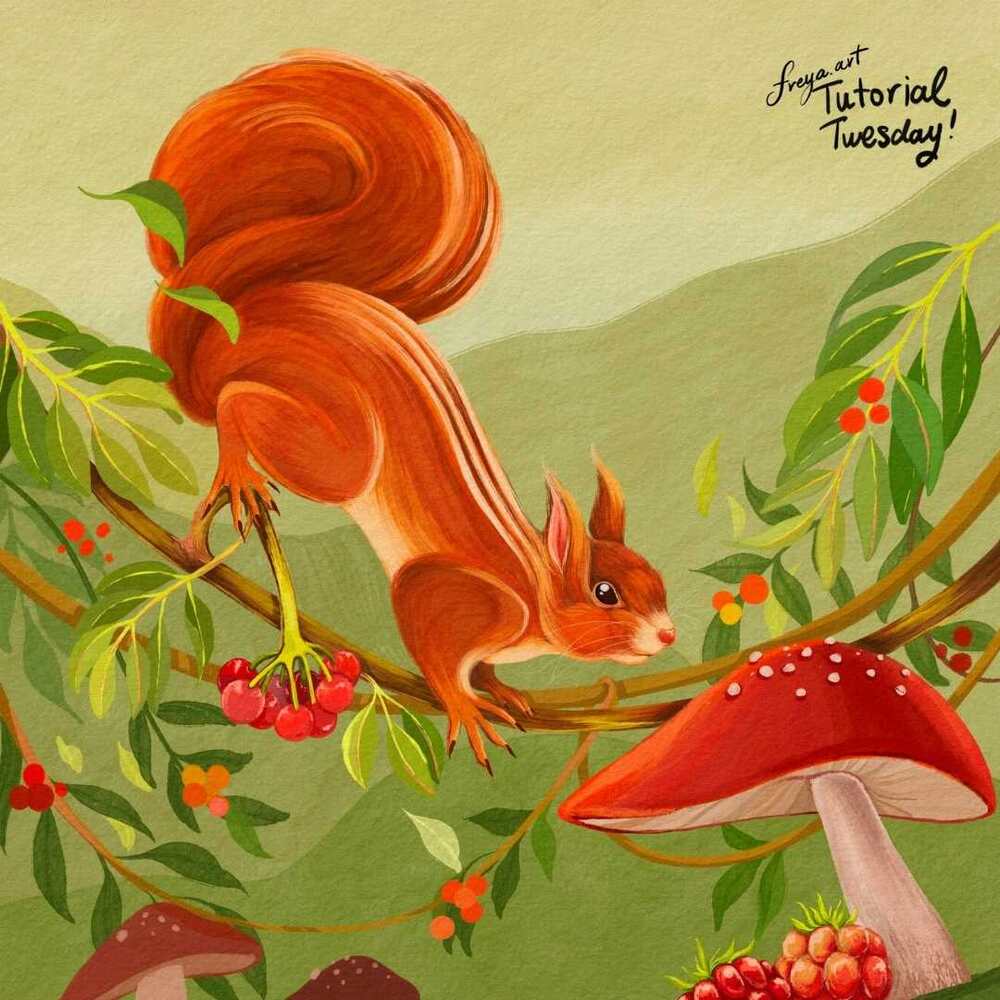 Gouache Squirrel Tutorial for Procreate